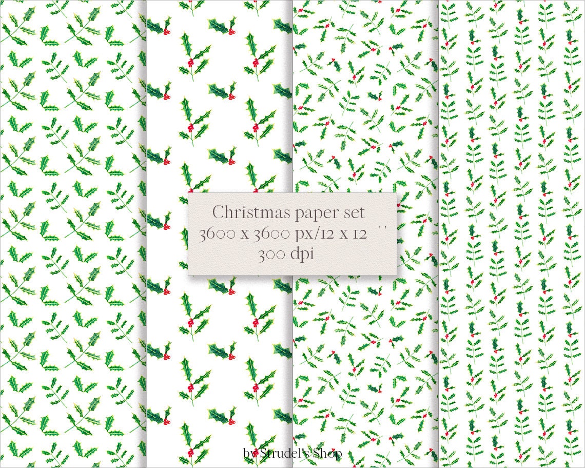 Holly Christmas. DIY Digital Clipart. Digital Paper Frames Card ...