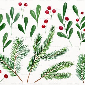 Christmas Floral Watercolor Clip Art PNG SVG #c17 - Etsy