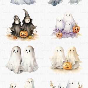 Ghosts Watercolor Clipart PNG - Trick or Treat Halloween Cute Ghost ...