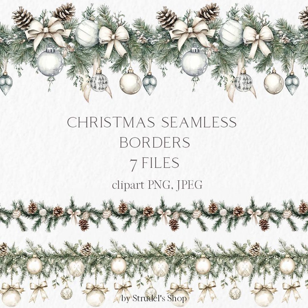 Christmas Seamless Border Watercolor Clipart - #b87 - Etsy
