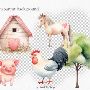 Valentine Farm Clipart Watercolor - Barn Animals Cute Farm Animals ...