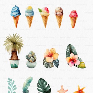 Summer Vacation Watercolor Clipart PNG - Travel Palm Trees Watermelon ...