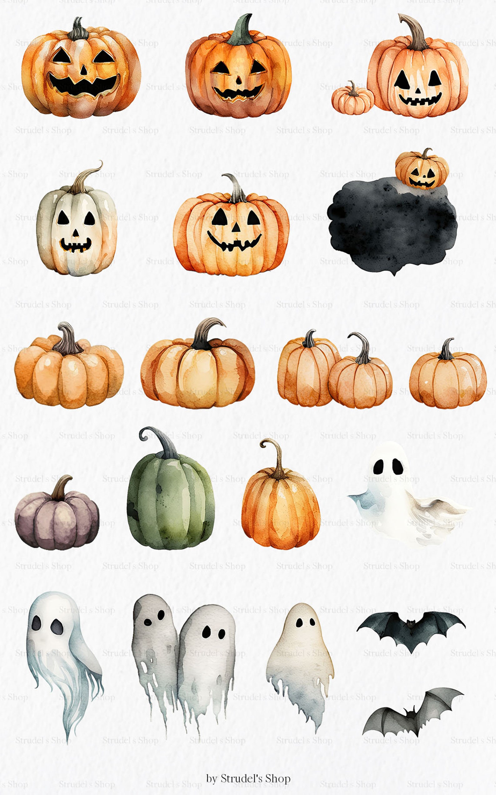 Halloween Clipart PNG Spooky Party Pumpkin Ghost Jack O - Etsy