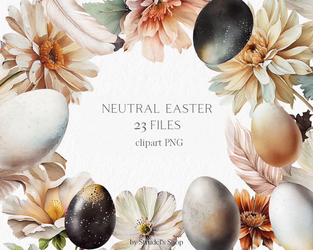 Boho Easter Watercolor PNG Easter Eggs Easter Invitation Beige Clipart ...