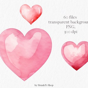 Watercolor Heart Clipart - I Love You Pink Heart Spring Valentine ...