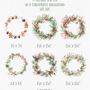 Cute Watercolor Clipart Christmas Bundle - Christmas Tree Frame Border ...