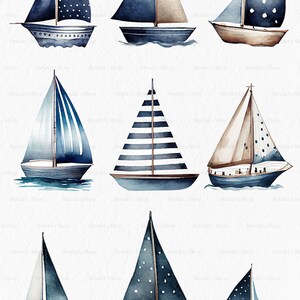 Sea Boats Watercolor Clipart PNG - Nautical Marine Summer Sailing ...
