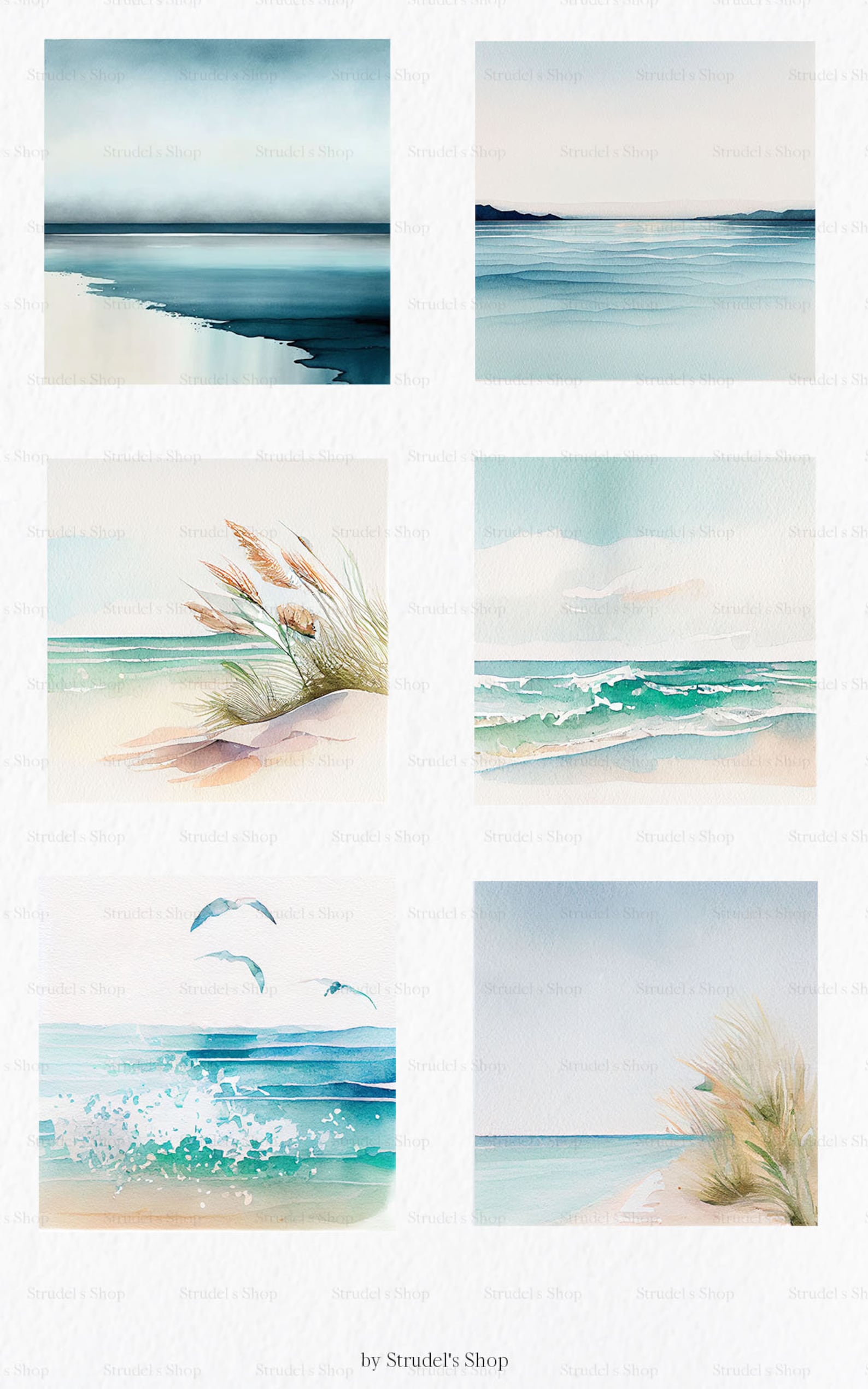 Seascapes Watercolor Clipart PNG - Summer Ocean Beach Sea Summer ...