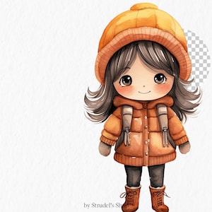 Cute School Kids Watercolor Clipart PNG b177 - Etsy