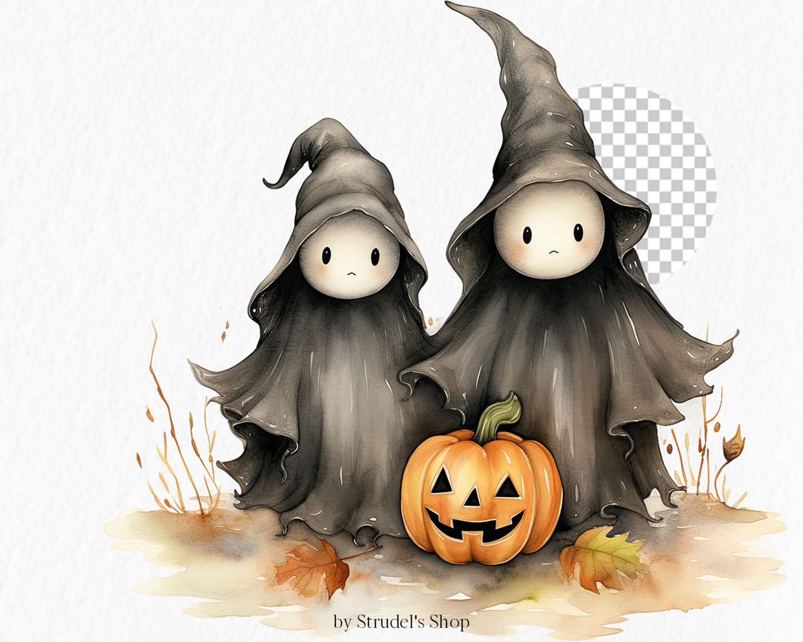 Ghosts Watercolor Clipart PNG Trick or Treat Halloween Cute - Etsy