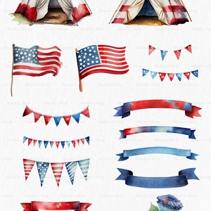 4th of July Watercolor Clipart PNG - Independence Day Camper Travel ...