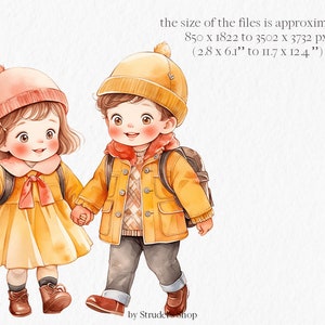 Cute School Kids Watercolor Clipart PNG b177 - Etsy