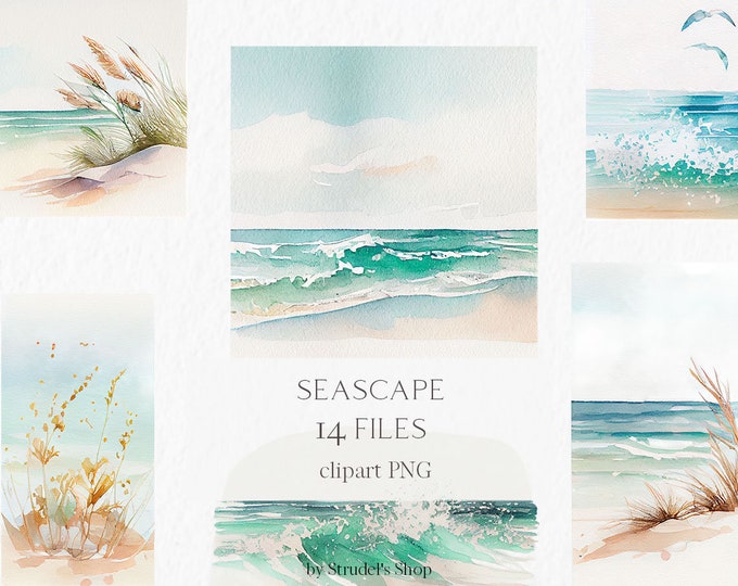 Watercolor Beach Background, Ocean Background, Watercolor Ocean, Beach ...