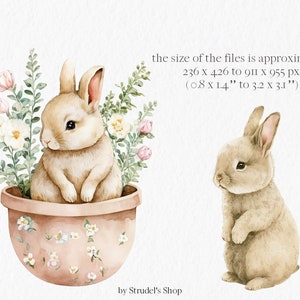 Flower Bunny Watercolor Clipart PNG - Easter Bunny Easter Sublimation ...