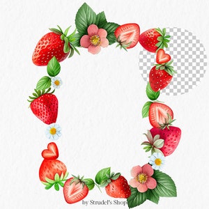 Strawberry Invitation Clipart PNG - Wedding Baby Shower Watercolor ...