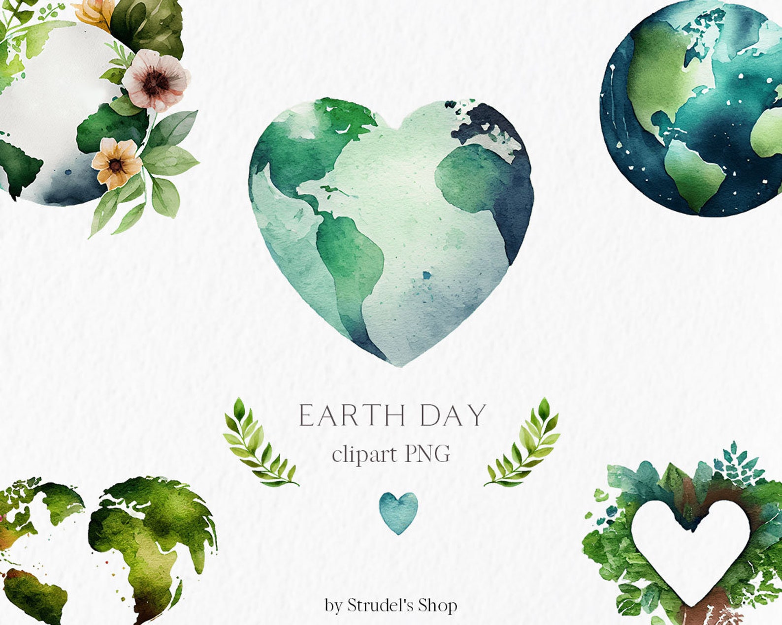 Earth Day Watercolor Clipart PNG Environment Celebrate Earth - Etsy