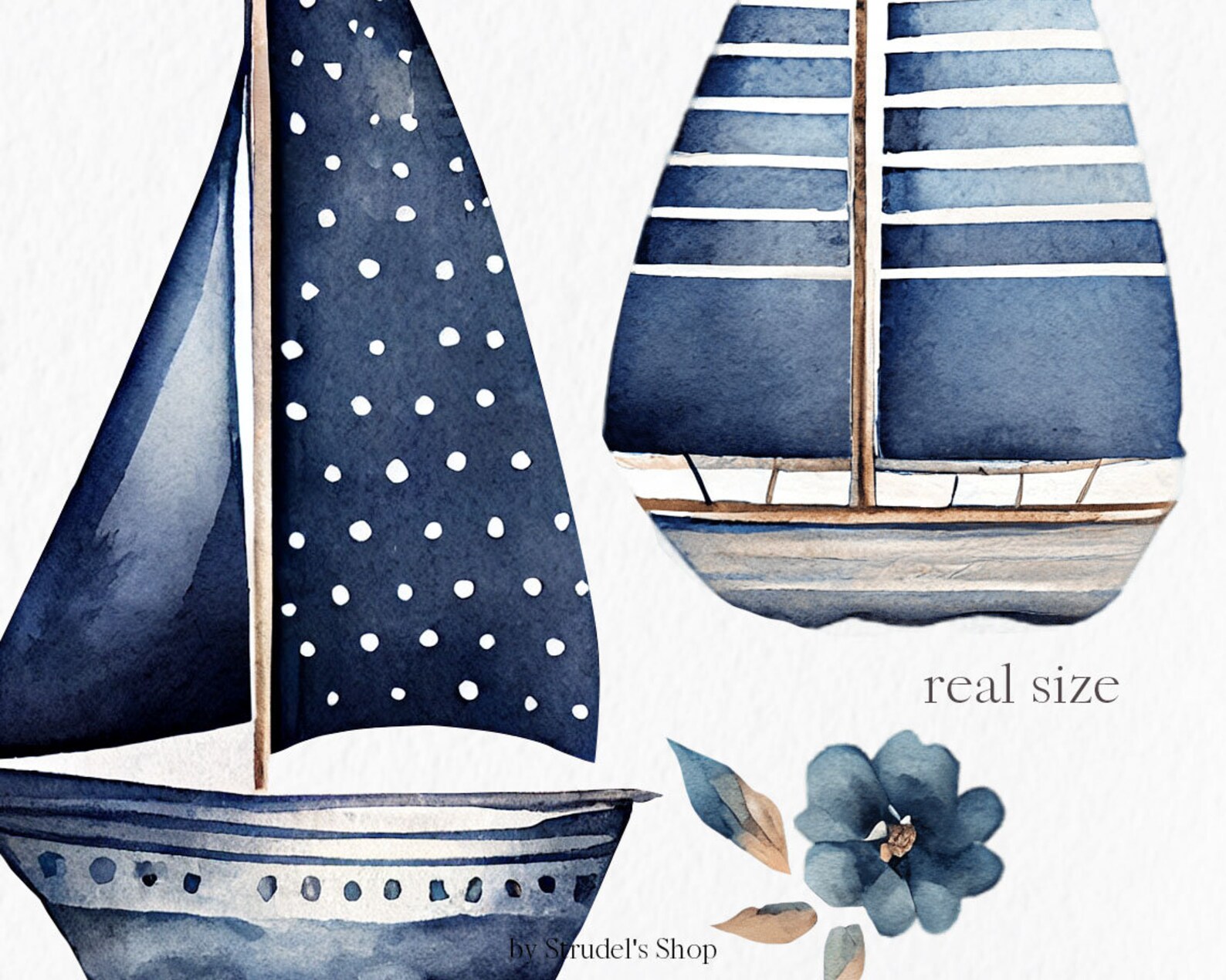 Sea Boats Watercolor Clipart PNG Nautical Marine Summer Sailing Sailor ...