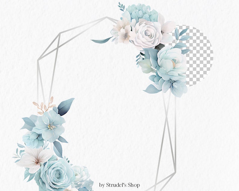 Soft Blue Pastel Frames Watercolor Clipart PNG Wedding - Etsy