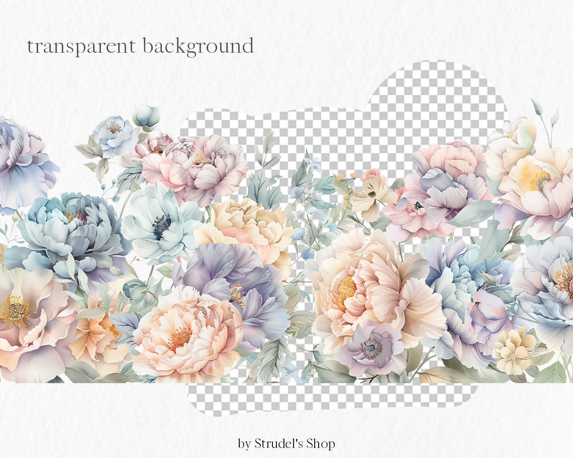 Shabby Chic Seamless Borders Watercolor Clipart PNG #c109 - Etsy