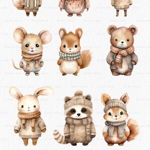 Cozy Woodland Animals Watercolor Clipart PNG - Deer Raccoon Bear Badger ...