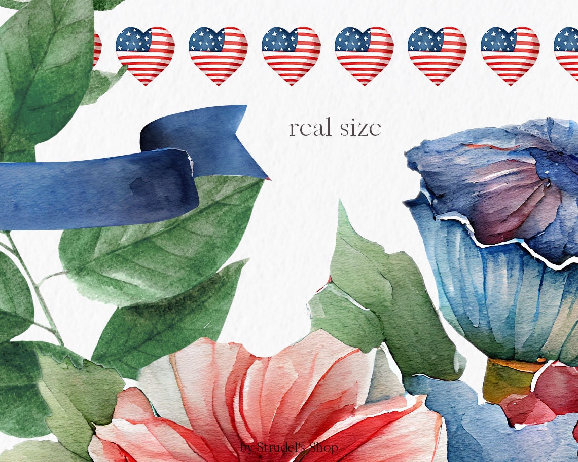 Independence Day Watercolor Clipart PNG - Seamless Borders Banners ...