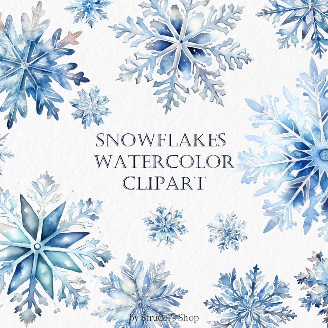 Watercolor Snowflakes Clipart PNG #b196 - Etsy