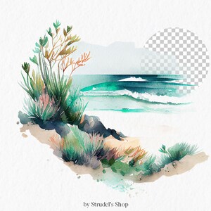 Seascapes Watercolor Clipart PNG - Summer Ocean Beach Sea Summer ...