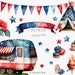 4th of July Watercolor Clipart PNG - Independence Day Camper Travel ...