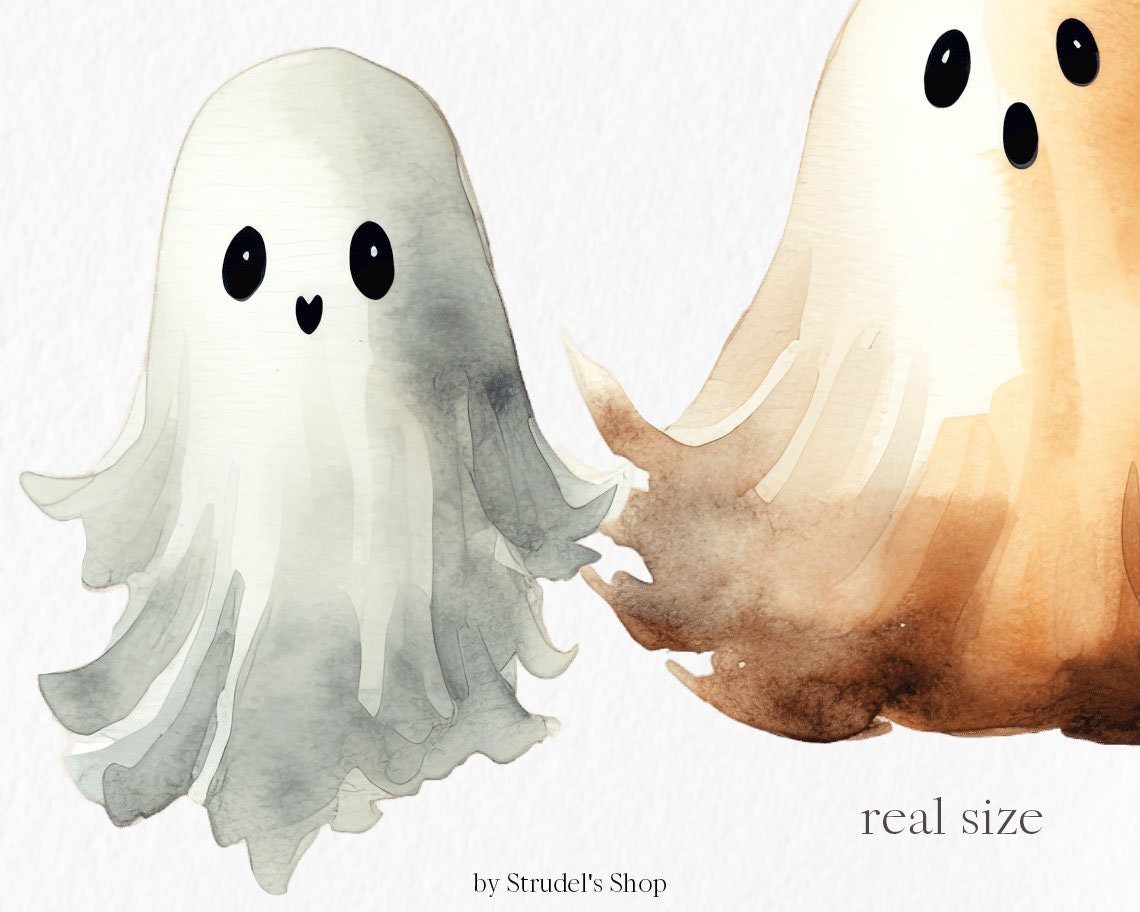 Cute Ghosts Watercolor Clipart PNG Halloween Party Graphics - Etsy