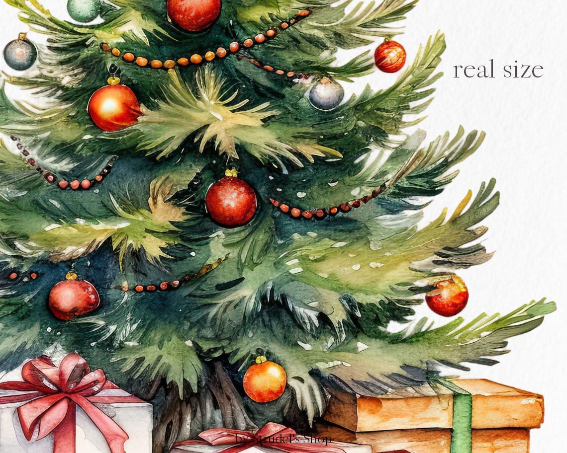 Classic Christmas Watercolor Digital Bundle #b186 - Etsy