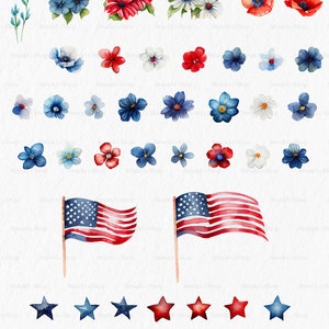 Fourth of July Watercolor Clipart PNG - 4th of July Memorial Day Summer ...