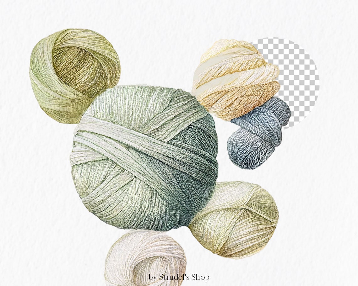 Knitting Watercolor Clipart PNG - Yarn Wool Needlework Hand Made ...