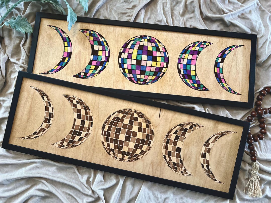 Moon Phase Wall Hanging, Disco Moon, Moon Phase Shelf Decor, Celestial ...