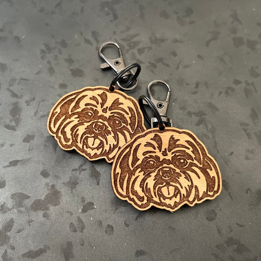 Shih Tzu Wood Dog Breed Keychain Shih Tzu Face Keychain - Etsy