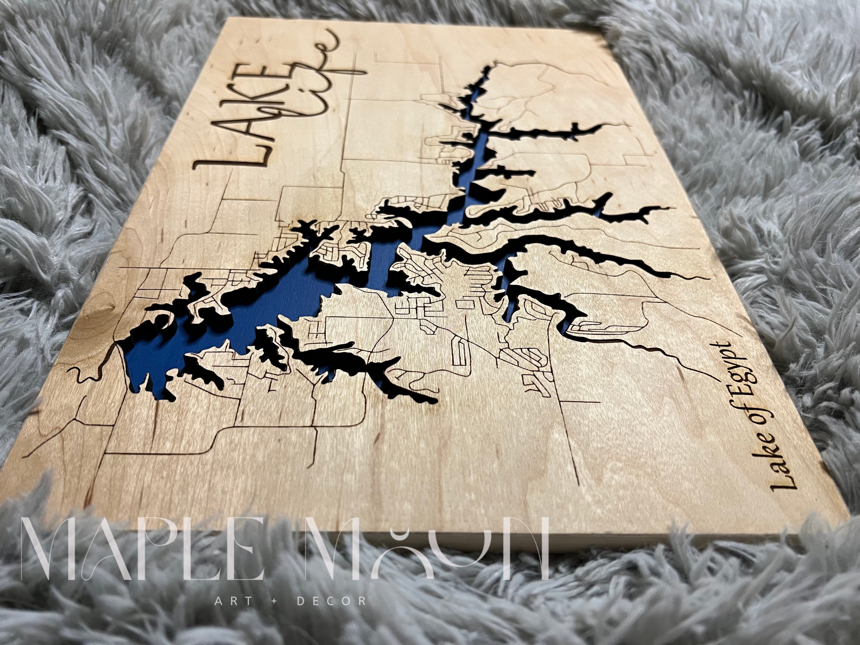 Lake Life 3D Engraved Map, Lake House Decor, Lake of Egypt, Engraved 3D ...
