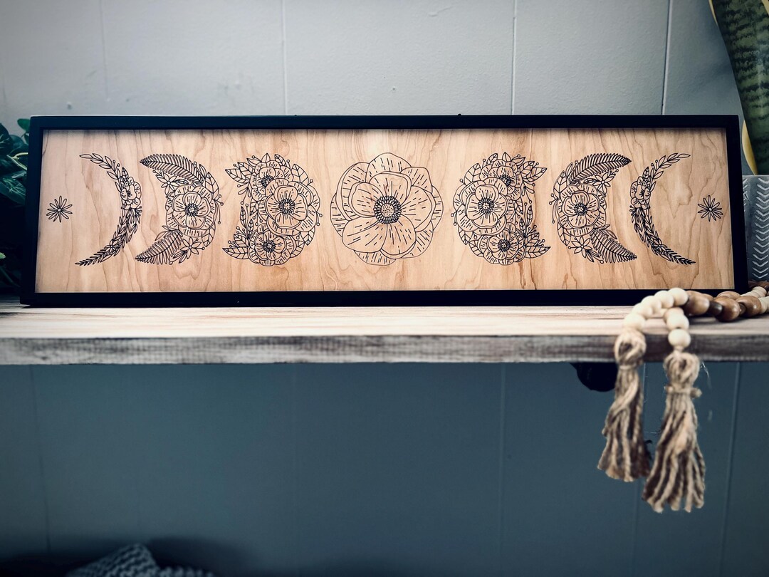Moon Phase Floral Wall Hanging, Moon Phase Wall Decor, Moon Phases Wall ...