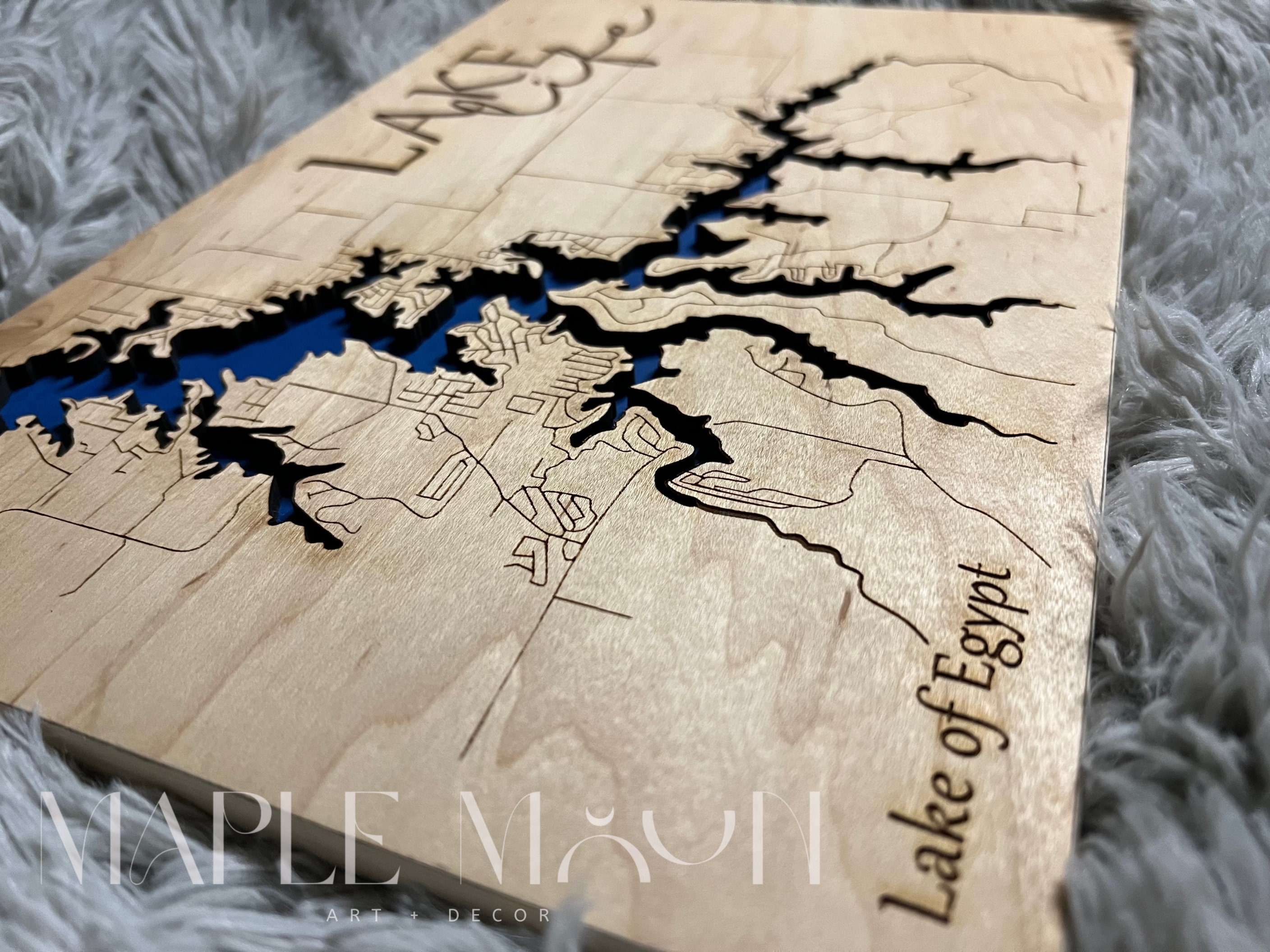 Lake Life 3D Engraved Map, Lake House Decor, Lake of Egypt, Engraved 3D ...