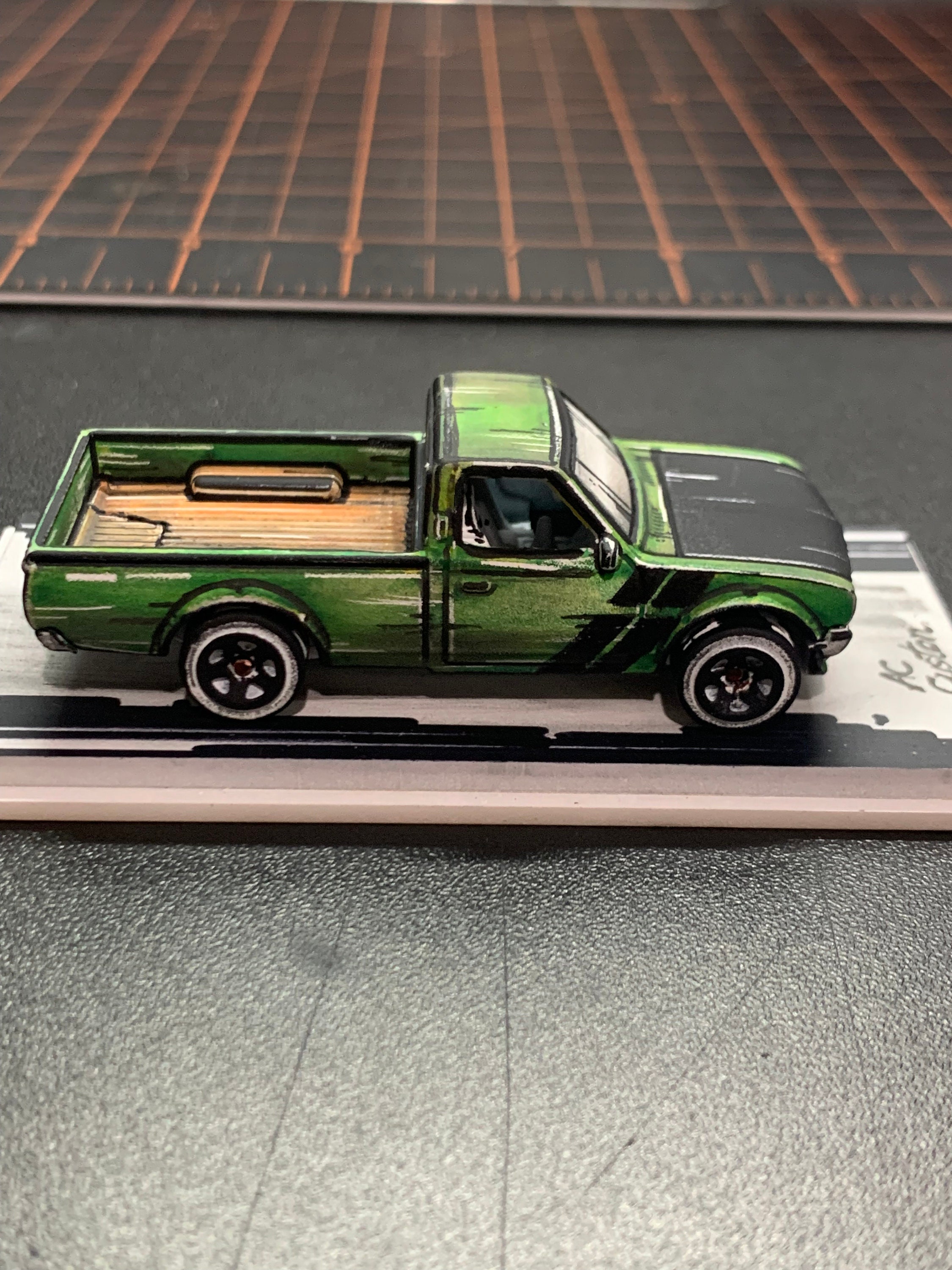 Fully Custom Hand Drawn & Painted 1:64 Scale Datsun Pickup Truck, JDM ...