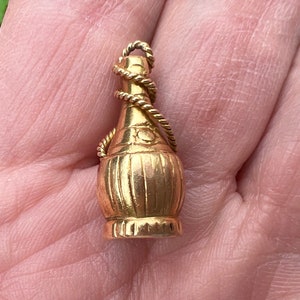 Gold Wine Bottle Charm, Wine Charms, Chianti Bottle Charm, Wine Pendant ...