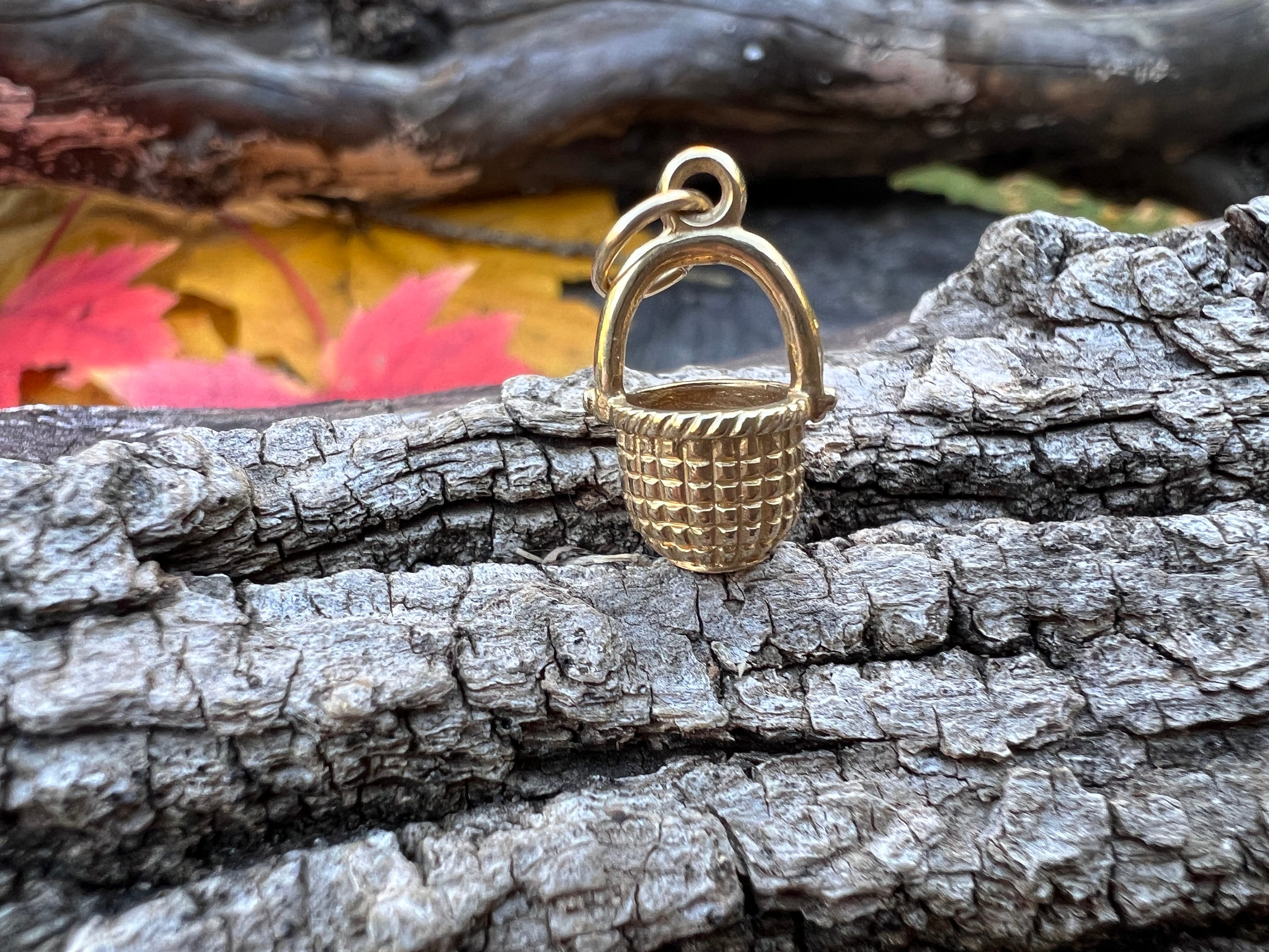 Gold Basket Charm 14k Basket Charm Gold Basket Pendant - Etsy
