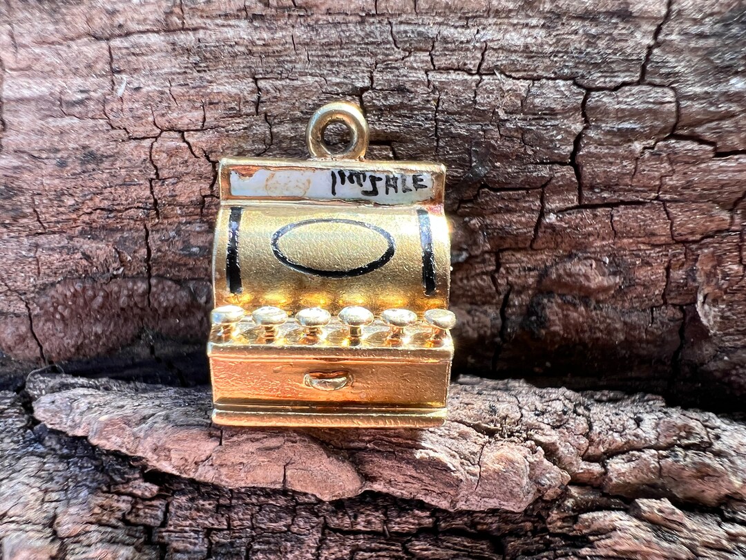 Cash Register Charm, Gold Cash Register, Old Cash Register Charm - Etsy