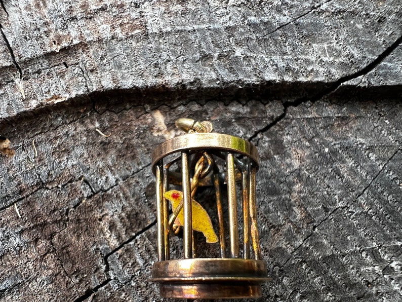 Gold Birdcage Charm, Bird in a Cage Charm, Bird Jewelry, Gold Bird ...