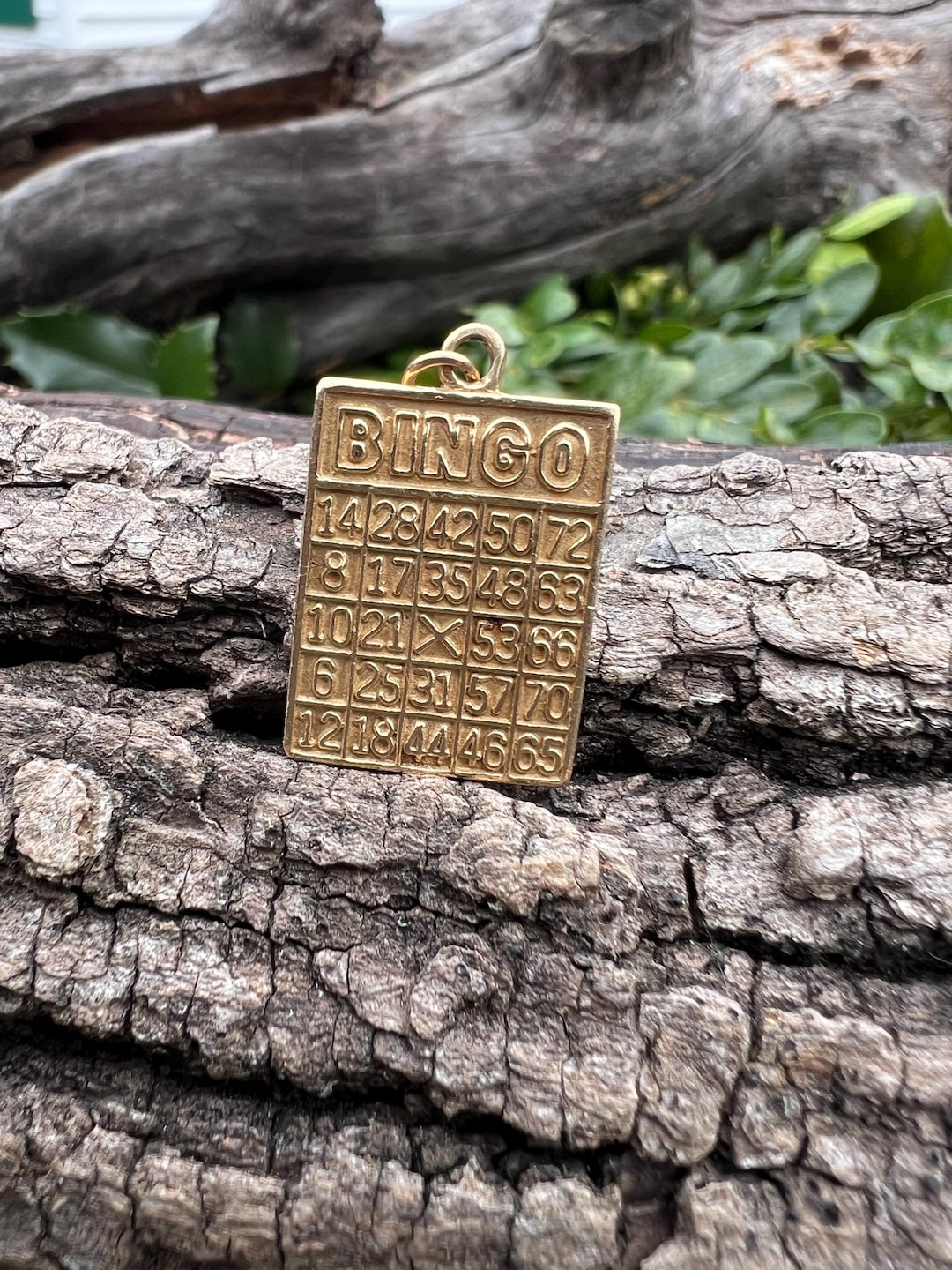 14k Yellow Gold Bingo Card Charm, Game Pendant - Etsy