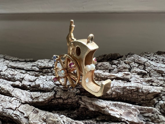 Gold Chariot Charm, Gold Chariot Pendant, Stagecoach … - Gem