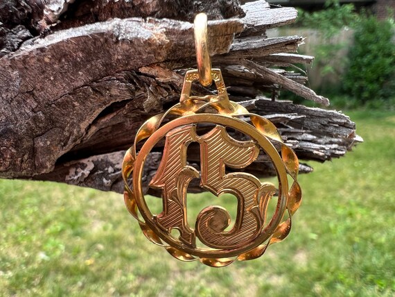 Gold "15" Charm, Gold Disc Charm, 15 Year Charm - Gem