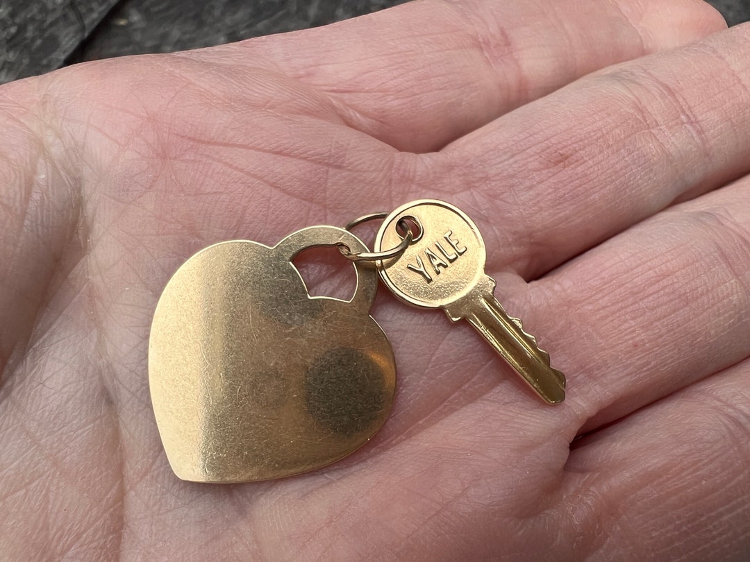 Heart Charm, Gold Heart Charm, Key to My Heart Charm, Key Charm, Heart ...