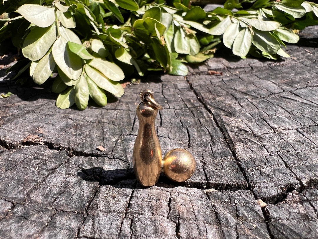 Bowling Pin Charm, Bowling Charm, Gold Bowler Charm, Gold Bowling Charm ...