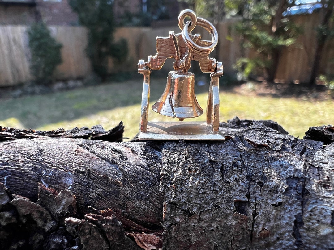 Liberty Bell Charm, Gold Liberty Bell, Gold Bell Charm, Bell Charm ...