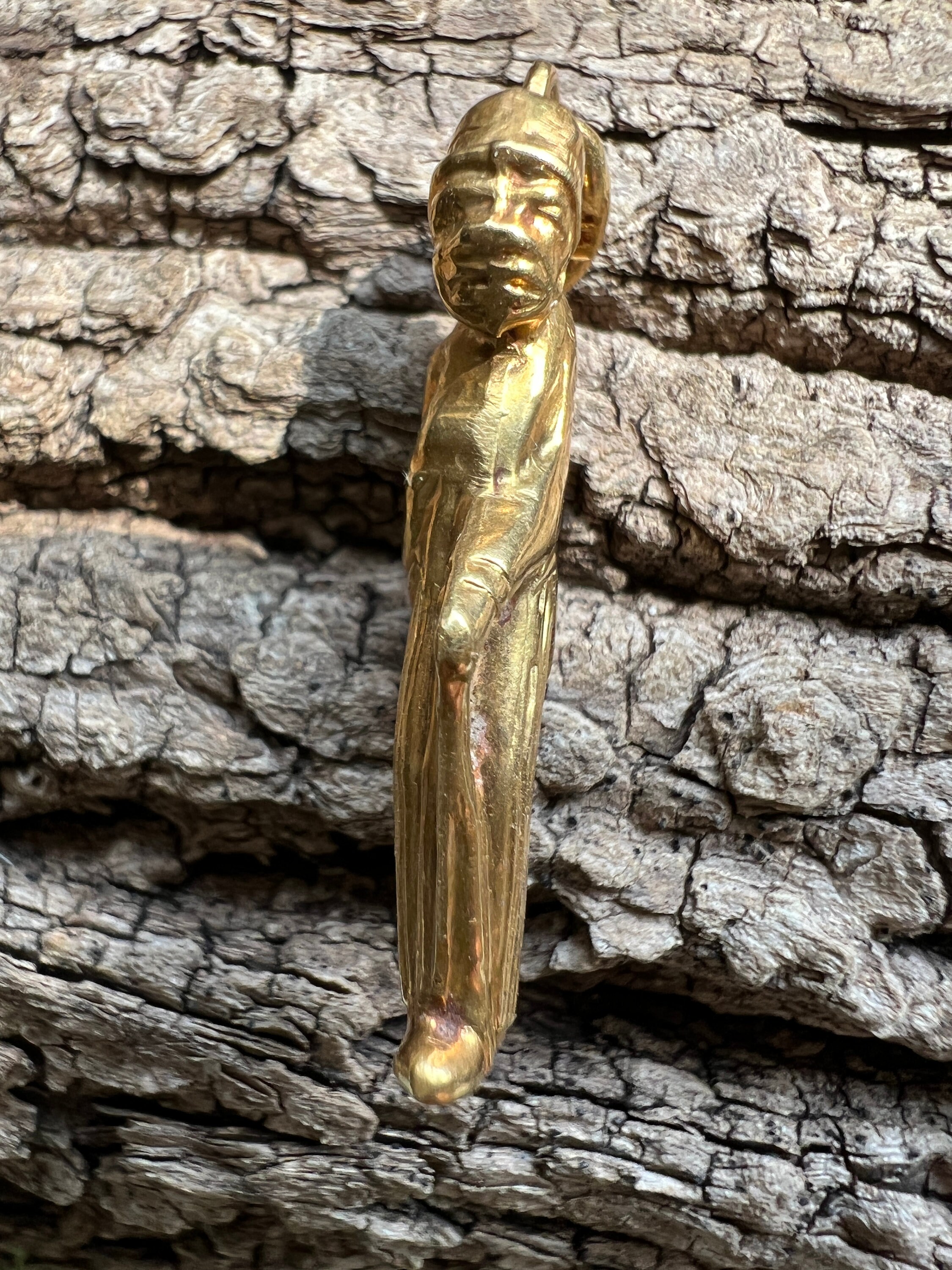 18k Yellow Gold Old Man Charm, Top Hat & Cane - Etsy