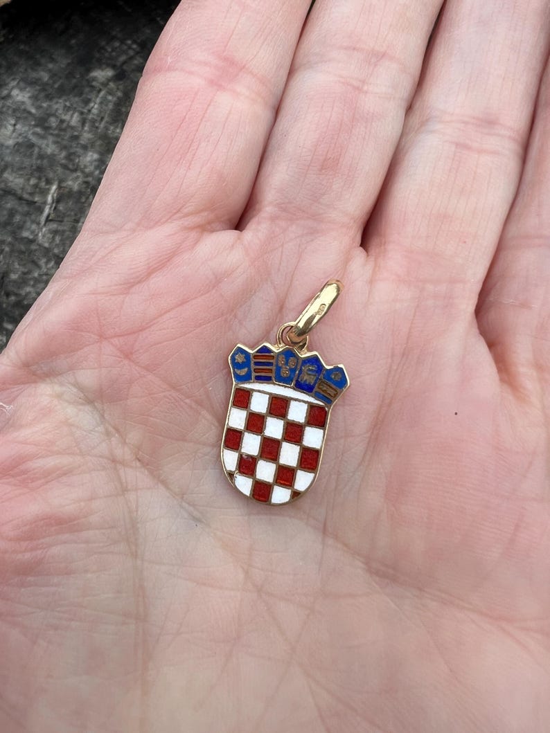14k Gold Croatia Coat of Arms Charm, Travel Souvenir - Etsy